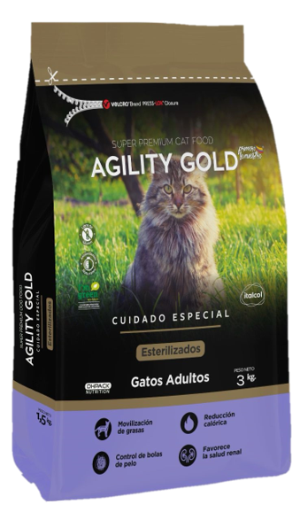 Agility Gold Gatos Esterilizados 3 Kg Alimento Saludable para Gatos ...