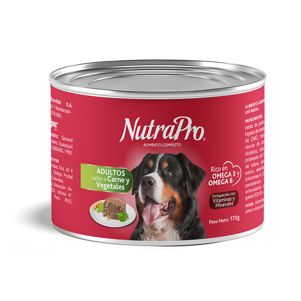 Nutrapro Perro Adulto Carne Y Vegetales Lata 170Gr– Tierragro